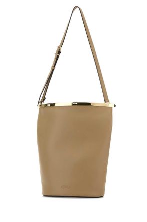Tod's Womens Secchiello Bucket Bag Beige Leather