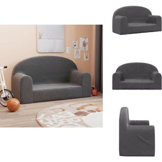 vidaXL Kindersofa 2-Sitzer Anthrazit Weich Pl&uuml;sch - Kindercouch - Kuschelplatz - Spielzeugsofa - Kinderzimmer Dekoration - Sitzsack Kinder