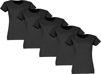 Fruit Of The Loom 5er Pack Ladies&acute; Valueweight T Damen T-Shirt, Black, XXL