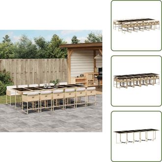vidaXL VidaXL 13-tlg. Garten-Essgruppe mit Kissen Beige Poly Rattan