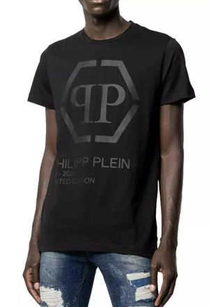 Philipp Plein T-Shirt Gold Cut T-Shirt Limited Edition Logo Shirt Rundhals Top doppelt gen&auml;hte S&auml;ume,Sechseckiges Logo an der Passe