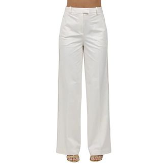 Circolo 1901 Femme, Pantalons, Blanc, Taille: 38 FR Pantalon palazzo en jersey léger avec bande en satin