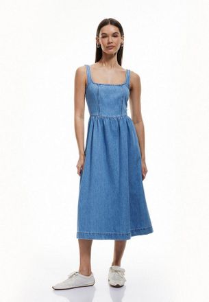 Koton Jeanskleid Denim Midi L&auml;nge Jeanskleid