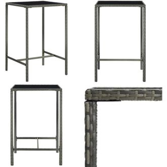 vidaXL Garten-Bartisch Grau 70x70x110 cm Poly Rattan und Glas - Gartenbartisch - Outdoor Bartisch - Rattan Bartisch - Balkontisch - Terrasse - Home & Living