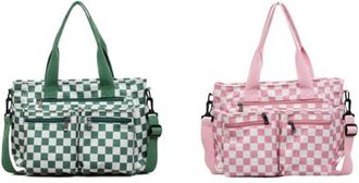 Generic Sac &agrave; bandouli&egrave;re tendance en velours c&ocirc;tel&eacute; pour femme - Grande capacit&eacute; - Sac fourre-tout tendance pour voyage, shopping, Vert + rose., 16.14x9.84x5