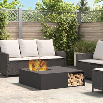 vidaXL Vidaxl - Feuerplatz Schwarz 100 x 100 x 30 cm Kaltgewalzter Stahl