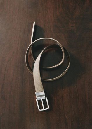 Mango Ceinture fine cuir daim chocolat - Homme - 100 - MANGO MAN