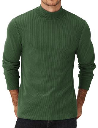 Coofandy Langarmshirt Herren Rollkragenpullover Turtleneck Pullover Longsleeve Rollkragenshirt Winter Pulli Männer Rolli Armeegrün-Rollkragen XXL