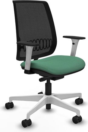 Piqueras y Crespo Gr&uuml;ner Drehstuhl Alares mit wei&szlig;en und schwarzen Armlehnen, h&ouml;henverstellbare Lendenwirbelst&uuml;tze, ausgestattet mit Syncro/Traslack und Schaumstoff, Sc