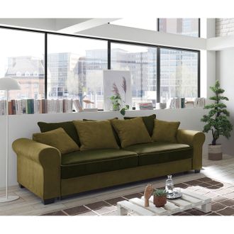 Fredriks home24 Schlafsofa Marcola Grün/Altgrün Microfaser Salvo 247 x 95 x 125cm Modern