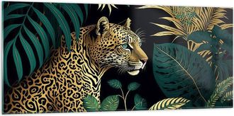 Arttor Wandbilder Dekoration Wohnzimmer Leopard Dschungel Tropisch Panorama Bilder auf Glas 120x50cm Glasbild Schlafzimmer K&uuml;che Wand Kunstdruck Art Gro&szlig; Wan