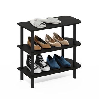 Furinno Turn-N-Tube 66 cm großer, 3-stufiger, gebogener, freistehender Schuhregal-Aufbewahrungsorganisator, Espresso/Schwarz