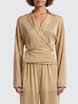 Alberta Ferretti Chemise portefeuille en viscose et lurex avec col &agrave; revers