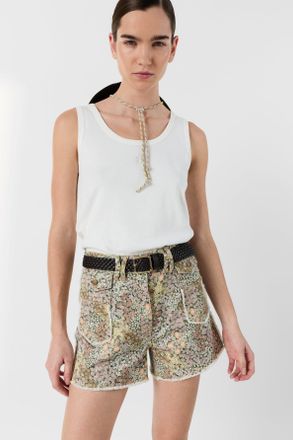 Gerard Darel Short en denim &agrave; fleurs - FAREL - Rose