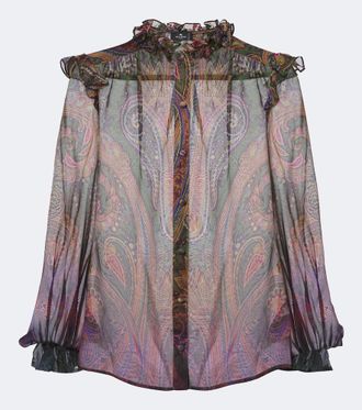 Etro Chemise en soie &agrave; motif cachemire