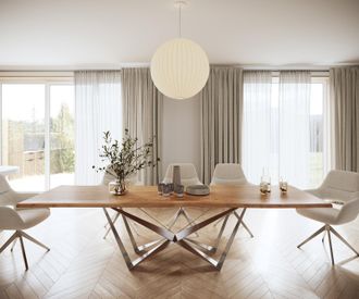 DELIFE Esstisch Edge 300x100 Akazie Natur Spider Flachstahl Edelstahl Live-Edge, Esstische, Baumkantenm&ouml;bel, Massivholzm&ouml;bel, Massivholz