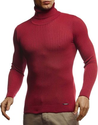 LEIF NELSON Rollkragenpullover Herren Weinrot XXL Strickpullover - Cooler Männer Pullover Rollkragen - Dünner Männer Strick Pullover Winter & Sommer