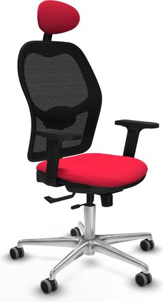 Piqueras y Crespo Arbeitsstuhl mit Armlehnen und h&ouml;henverstellbarer Lendenwirbelst&uuml;tze und festem Kopfteil, ausgestattet mit Syncro/Traslack und injiziertem Schaumstoff