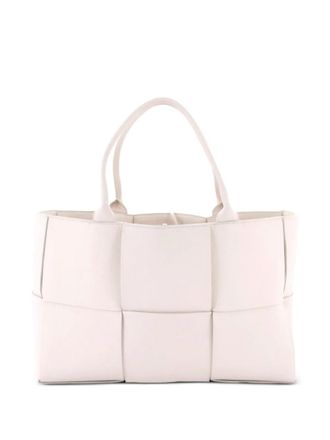 Bottega Veneta Arco Maxi Intrecciato Leather Medium tote bag - Wei&szlig;