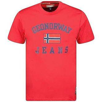 Geographical Norway Jadsen Men - Tee Shirt Homme - T shirt Fashion Coupe Reguliere - Vetements Manches Courtes Marque - Tshirt Printemps Ete Automne (Rouge XXL)