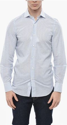 Finamore Two-Tone Striped Shirt MILANO ZANTE with French Collar size 38