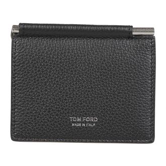 Tom Ford Homme, Accessoires, Noir, Taille: ONE Size Porte-cartes et pince &agrave; billets pliable en cuir grain&eacute;
