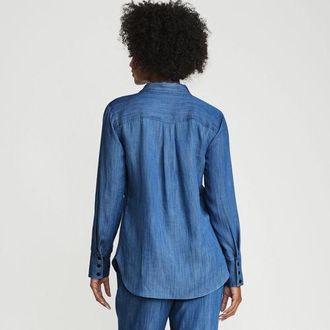 Lands End Schlupfbluse aus TENCEL, Damen, Gr&ouml;&szlig;e:48-50 regular, Blau, Kunstseide/Lyocell (Viskose), by Lands End