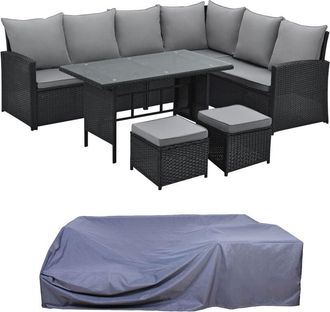 SVITA Svita - monroe Set Poly Rotin Salon de jardin Rotin Set Housse de protection Noir