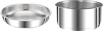 T-fal Ingenio Poêle 24 cm, Induction, Acier inoxydable haute qualité, Empilable & Ingenio Preference Casserole 22 cm, Empilable, Acier inoxydable, Induction