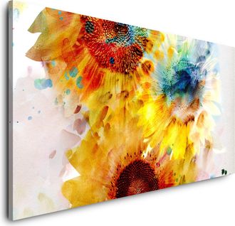 Paul Sinus Art Blumen mit weißem Hintergrund 120x 60cm Panorama Leinwand Bild XXL Format Wandbilder Wohnzimmer Wohnung Deko Kunstdrucke