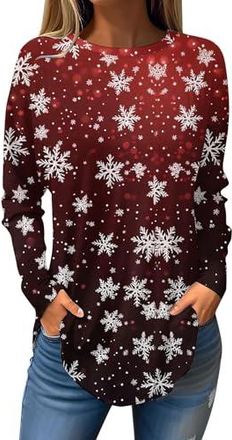 Generic T-shirts à manches longues pour femmes - T-shirts de Noël dhiver 2025 pour femmes - Tenues de vacances - T-shirts de Noël amusants à manches longues -