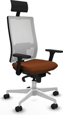 Piqueras y Crespo Schreibtischstuhl in Beige und Wei&szlig;, mit 3D-Armlehnen, h&ouml;henverstellbarer Lendenwirbelst&uuml;tze und festem Kopfteil, ausgestattet mit 5 Positionen und ei