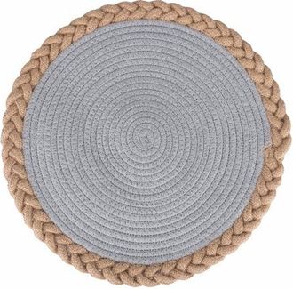 Villa D'Este Home Tivoli Set mit 3 Tischsets aus Polycotton, Rahmen geflochten aus Jute, &Oslash; 38 x 1,5 cm, Shades of Stones