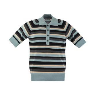 PT01 Pt01, Homme, Tops, Multicolore, Taille: XL Pull Polo en Tricot Ray&eacute;