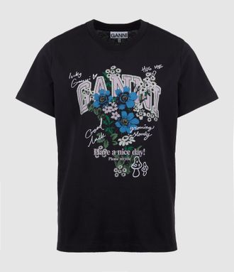Ganni Tee Shirt Basic Cotton Relaxed Phantom