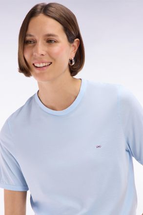 Eden Park T-shirt Uni Ciel En Lyocell Et Coton Coupe Droite
