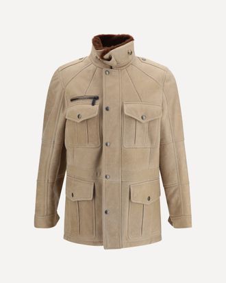 Brunello Cucinelli Waxed shearling Safari Jacket Male XL