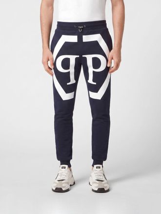 Philipp Plein Pantalon de jogging en jersey &agrave; imprim&eacute; monogramme avec logo Hexagon