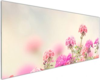 Wallario K&uuml;chenr&uuml;ckwand aus Glas 125 x 50 cm, Motiv: Zarte Bl&uuml;ten in Rosa | Spritzschutz abwischbar & pflegeleicht