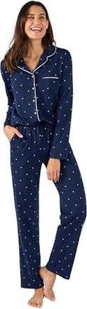 Damart Pyjama boutonné Thermolactyl Femme Bleu Imprimé Taille 50-52 (XL)