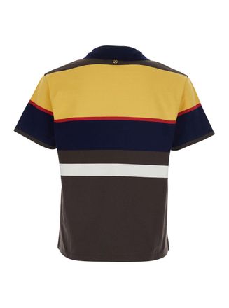 Versace Mens T-Shirt Strips Multicolour Cotton T-Shirts And Polos