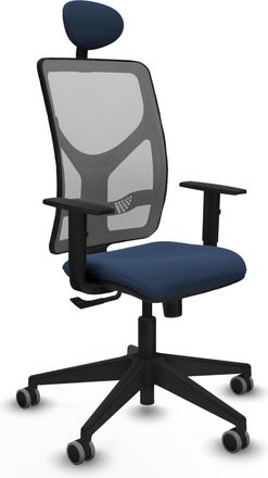 Piqueras y Crespo Computerstuhl, blau, mit 1D-Armlehnen, h&ouml;henverstellbarer Lendenwirbelst&uuml;tze und festem Kopfteil, ausgestattet mit 3 Positionen und Schneideschaum, Gr