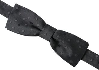 Dolce & Gabbana Gray Polka Dot Silk Adjustable Neck Men Papillon Bow Tie