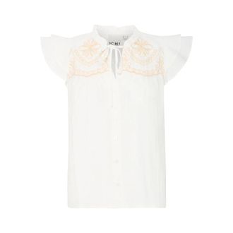 Ichi Cloud Dancer Top mit Bestickten Details - - Tops - Damen - Wei&szlig; - L