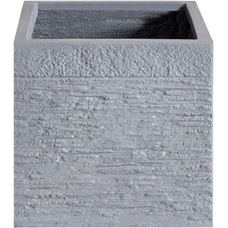 Beliani Cache-Pot Blanc Cube en M&eacute;lange de Fibres 30 x 30 x 28 cm Pot de Fleurs Effet Pierre de Design Moderne Id&eacute;al pour Ext&eacute;rieur et Int&eacute;rieur Beliani