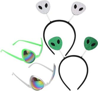 Holibanna 2 ensembles Set de Déguisement Extraterrestre avec -tête Pailleté et Amusantes Accessoires pour Fêtes à Thème Spatial et Halloween