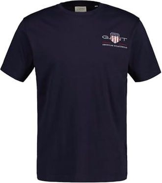 GANT REG EMB SS Shirt &Agrave; Manches Courtes Archive Shield Regular, Evening Blue, 4XL Homme