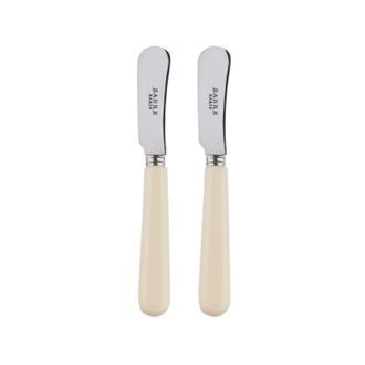 Sabre Paris 2er Set Buttermesser 14 cm - Pop - Ideal F&uuml;r Butter, Aufstrich - Edelstahl & Nylon - Sp&uuml;lmaschinenfest - Elfenbeinfarbe