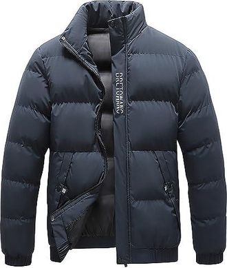 Generic Doudoune à capuche pour homme - Veste dhiver chaude avec poches zippées, col à bulles en fourrure, poignets, couleur unie, fermeture éclair intégrale,