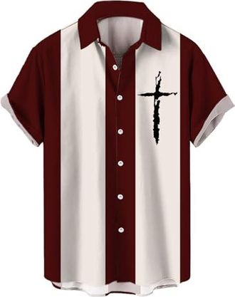 Generic Destockage Solde du Jour Chemise Homme Hawaienne Manches Courtes Imprim&eacute;e Blanche S Lin Chemises en sans Manche Marron Chemisette Coton Col Invers&eacute; Po